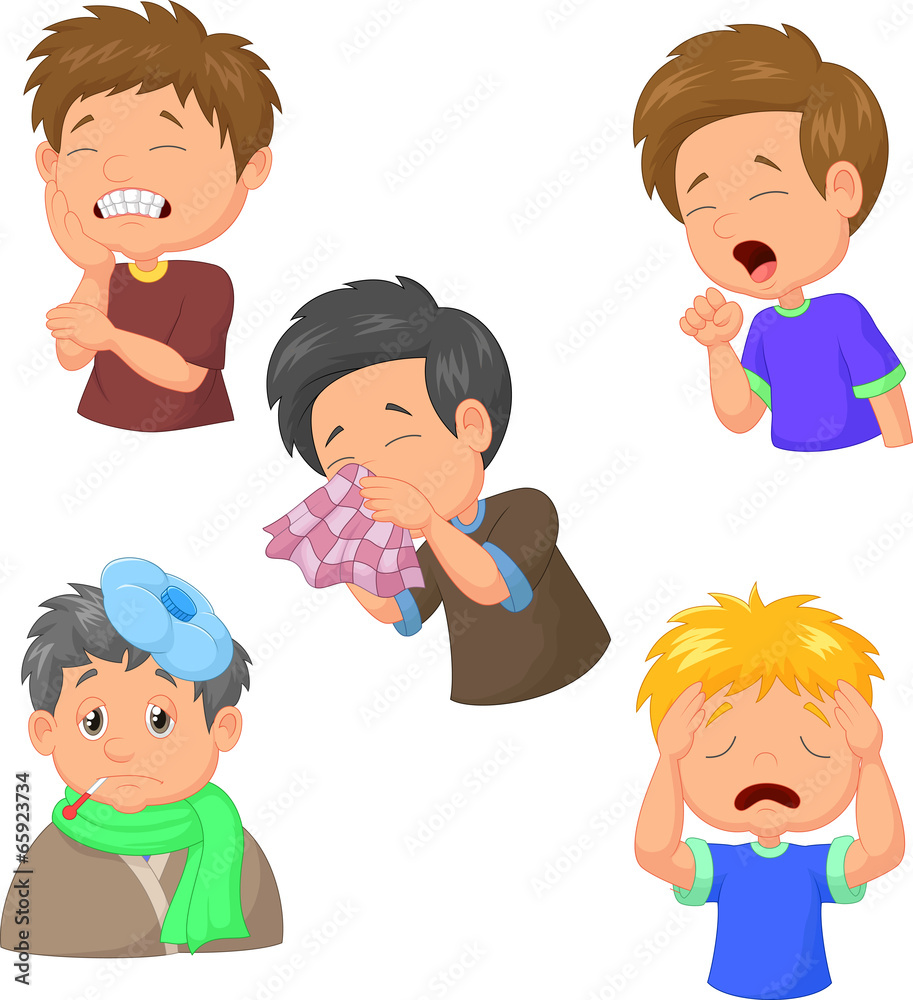 Boy sick cartoon collection Stock Vector | Adobe Stock