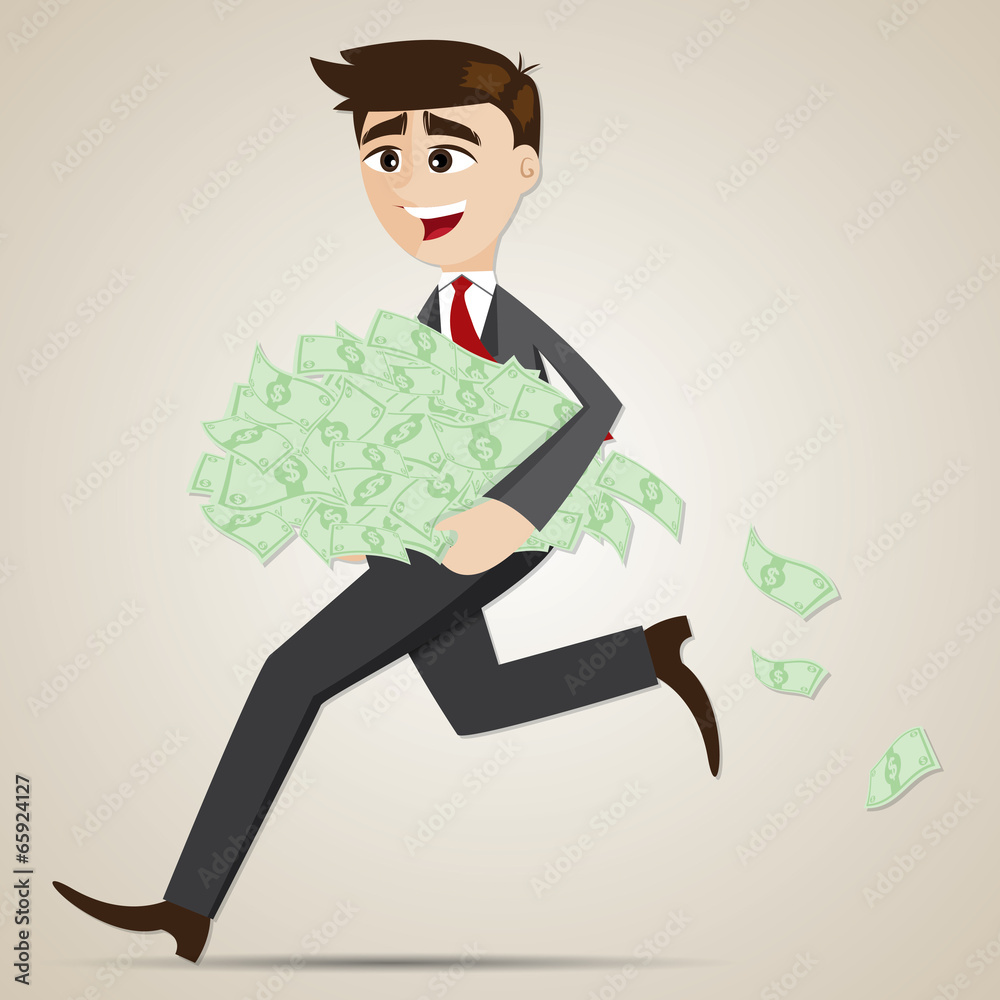 cartoon businessman carrying money cash Stock Vector | Adobe Stock
