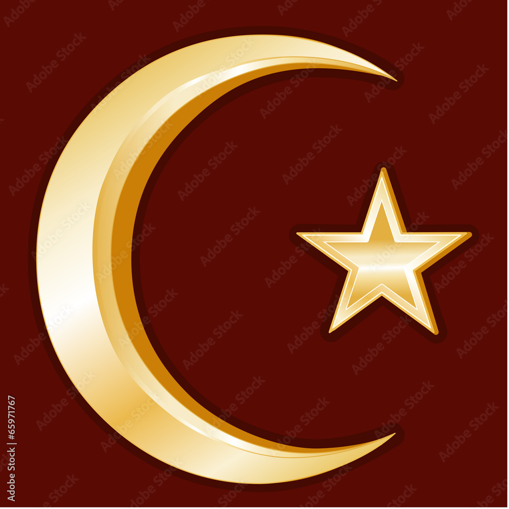 Islam Symbol, Crescent and Star, gold symbols of Islamic faith Stock ...