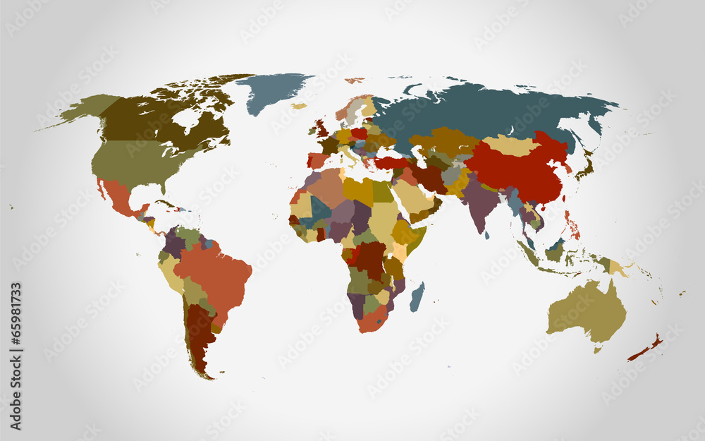 Landkarte *** Weltkarte colorful countries Stock Vector | Adobe Stock