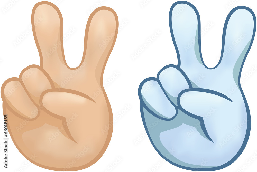 Cartoon hands making the peace signs Stock Vector | Adobe Stock