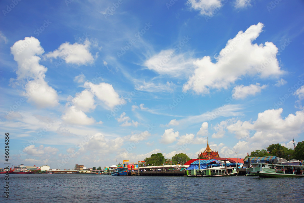 Beautiful sky at Tha Chin River, Mahachai, Thailand Stock Photo | Adobe ...