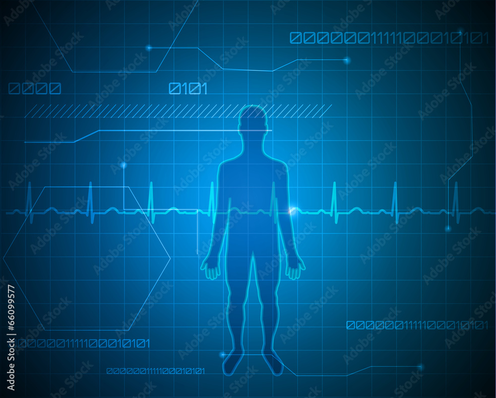 Human silhouette abstract blue technology background Stock Vector ...