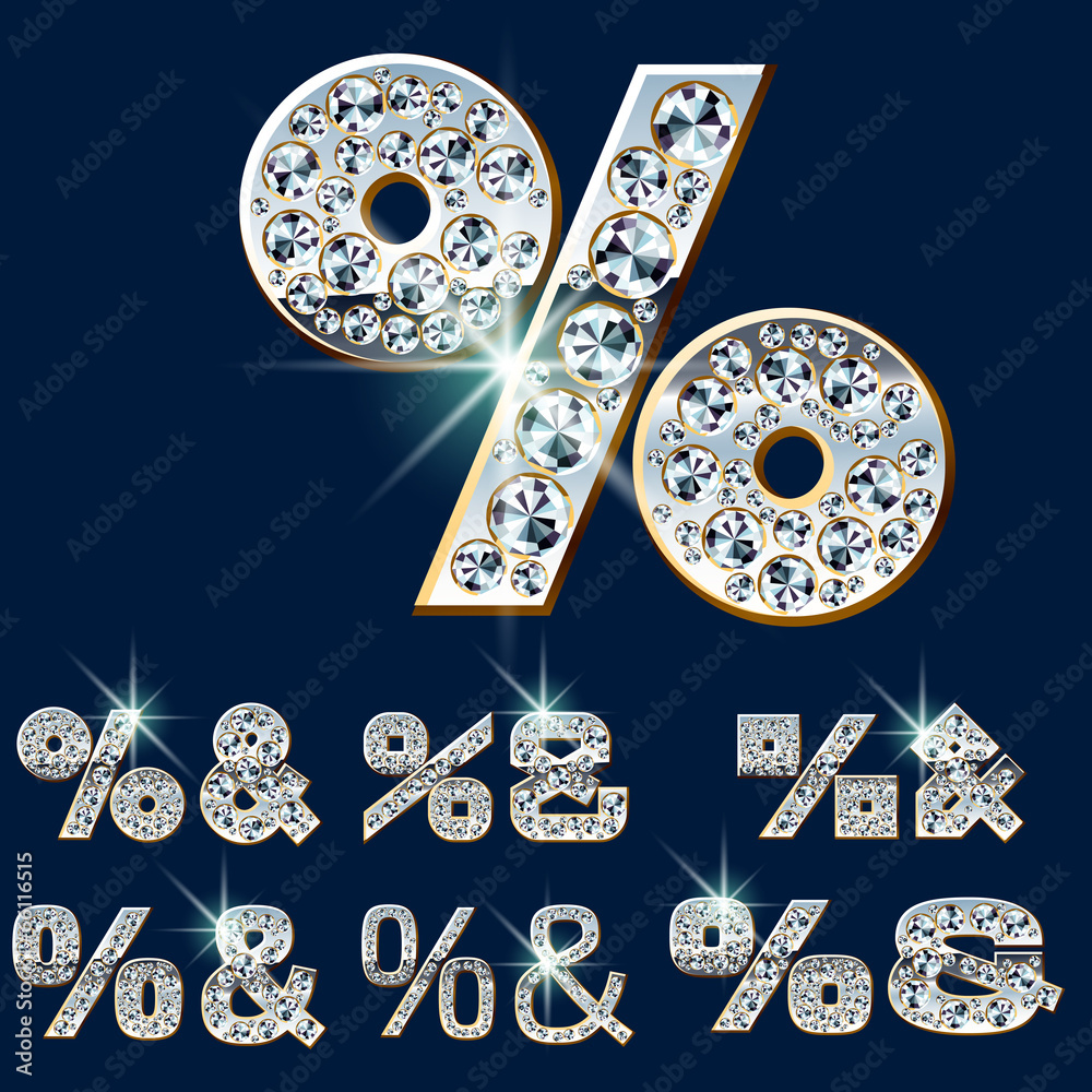 Ultimate alphabet of diamonds and platinum ingot. Symbols Stock Vector ...