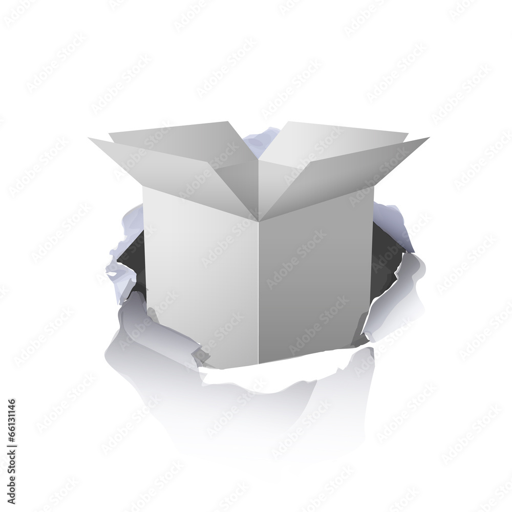 hole cubeOpen box inside hole paper over white background Stock Vector ...