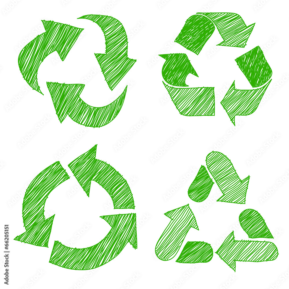 Illustration of recycle doodle icons sketch vector Stock Vector | Adobe ...