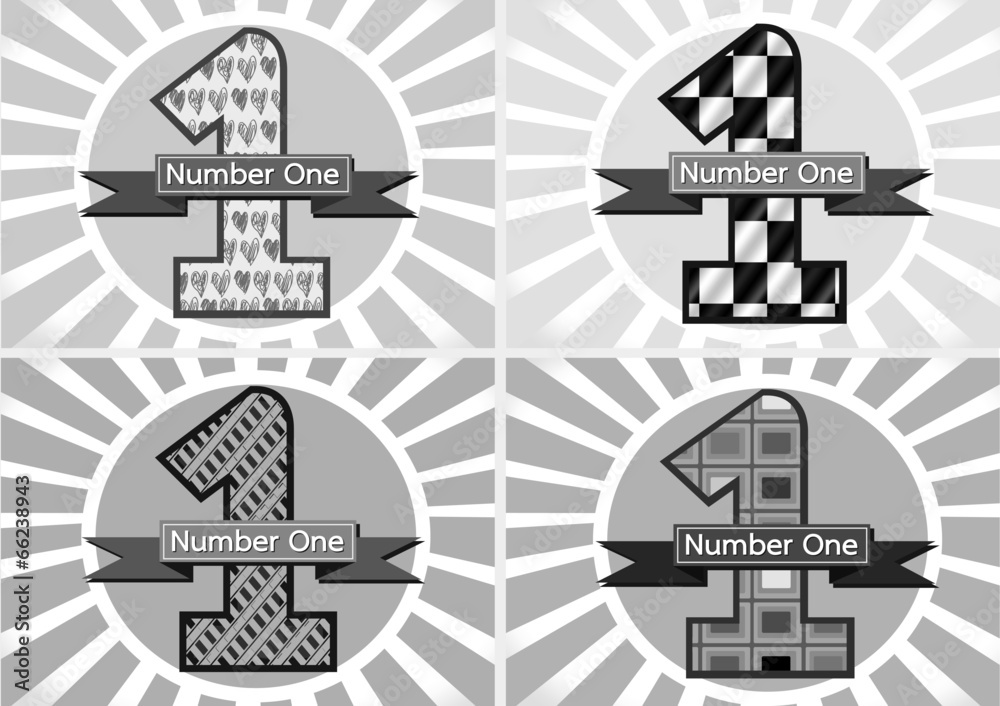 Number One and the Winner First Place sign simbol with ribbons Stock ...