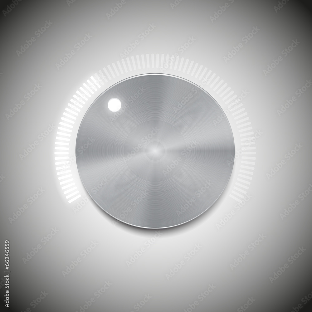 Volume button with metal texture and neon light scale vector Stock ...