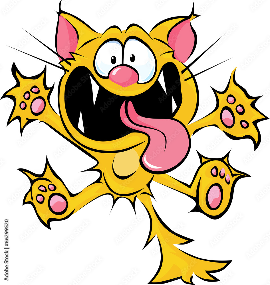 Angry Cartoon Cat Running