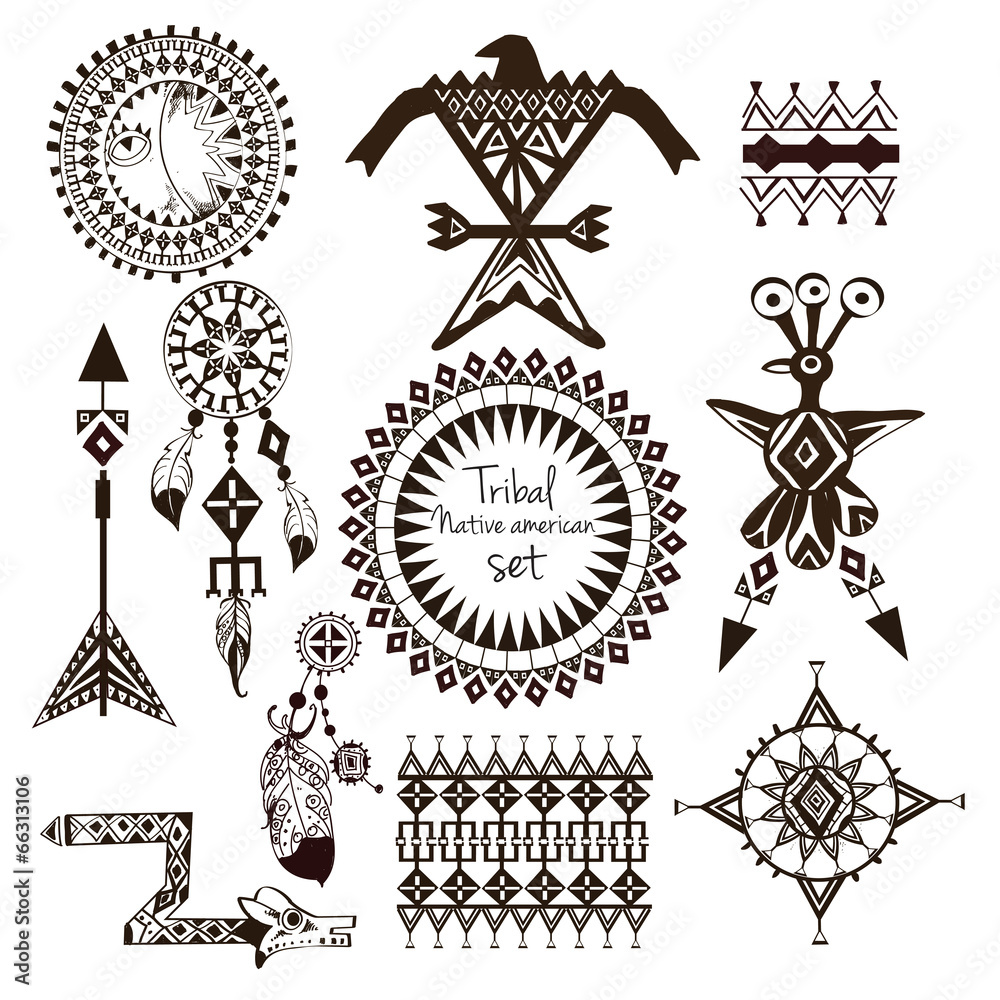 Tribal native american set Stock Vector | Adobe Stock