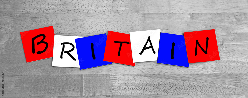 Britain, word sign series in national flag colors for countries. Stock ...