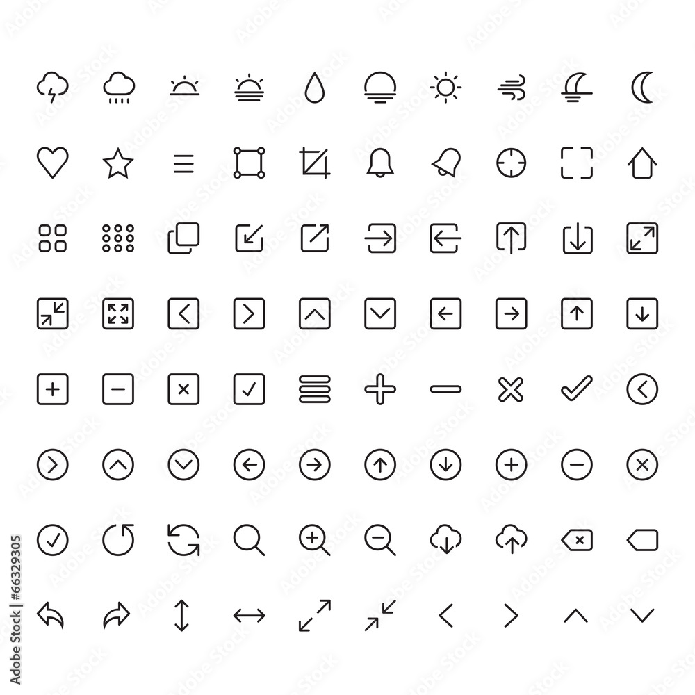 Vetor de Thin Icons Set. Simple line icons pack for your design do ...