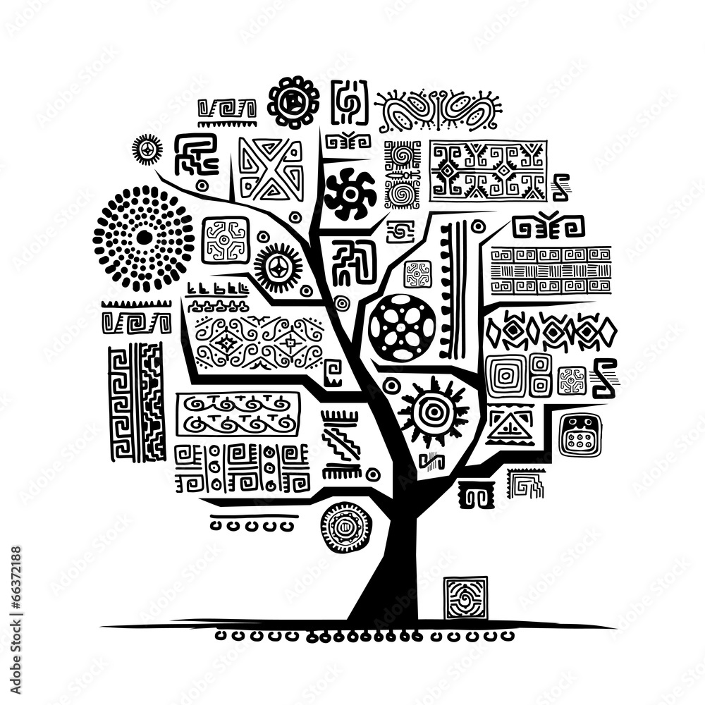 Ethnic tree with handmade ornament for your design Stock Vector | Adobe ...