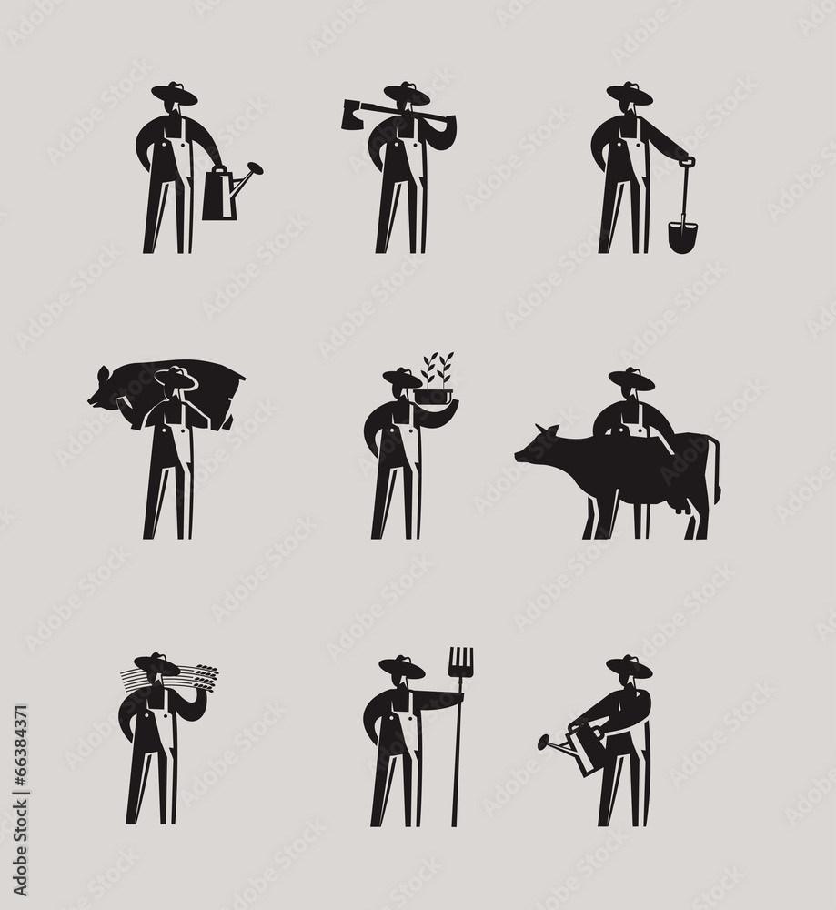 Farmers icons. Vector format Stock Vector | Adobe Stock