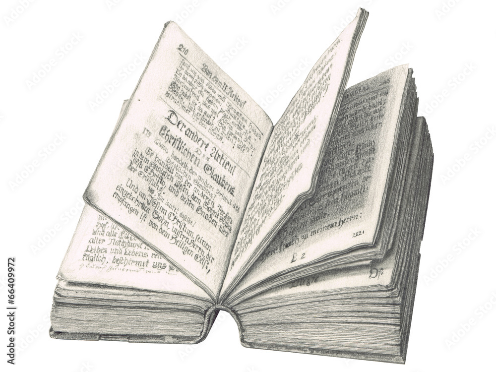 Pencil drawing of an ancient german catechism Stock Illustration ...