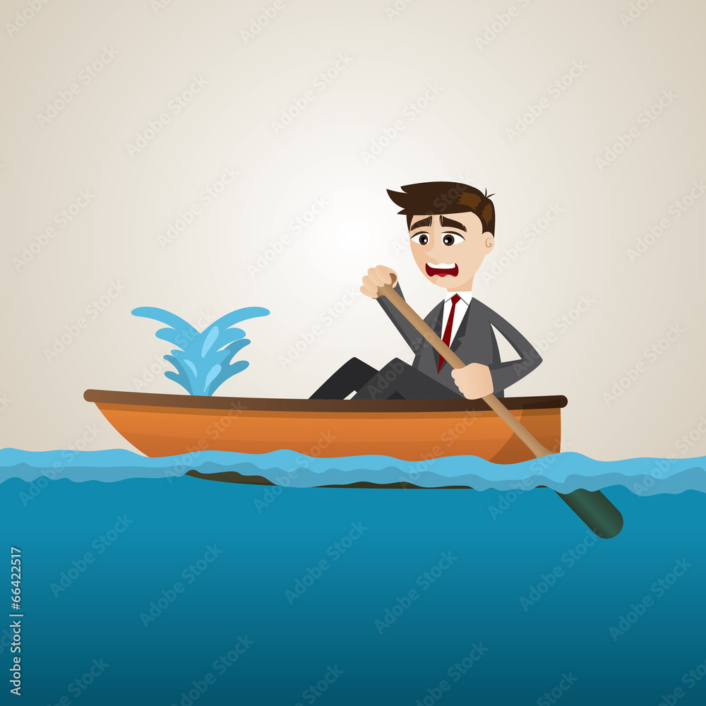 cartoon businessman with leaking boat Stock Vector | Adobe Stock