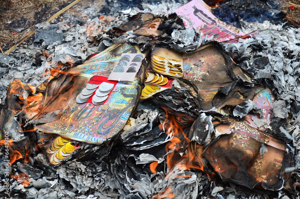 Burn joss paper or hell money Chinese Culture Stock Photo | Adobe Stock