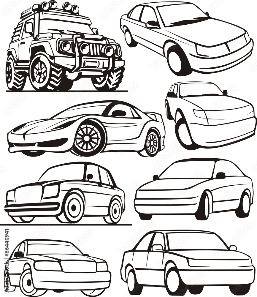 car abstract contour set Stock Vector | Adobe Stock