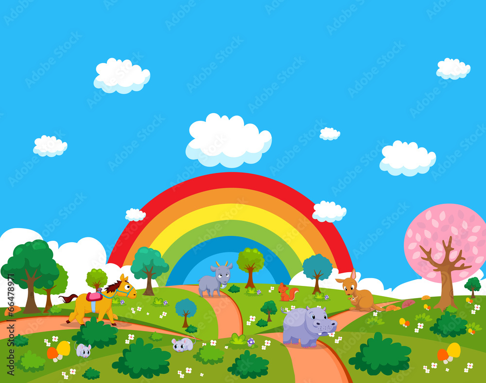 Farm animals with background Stock Photo | Adobe Stock