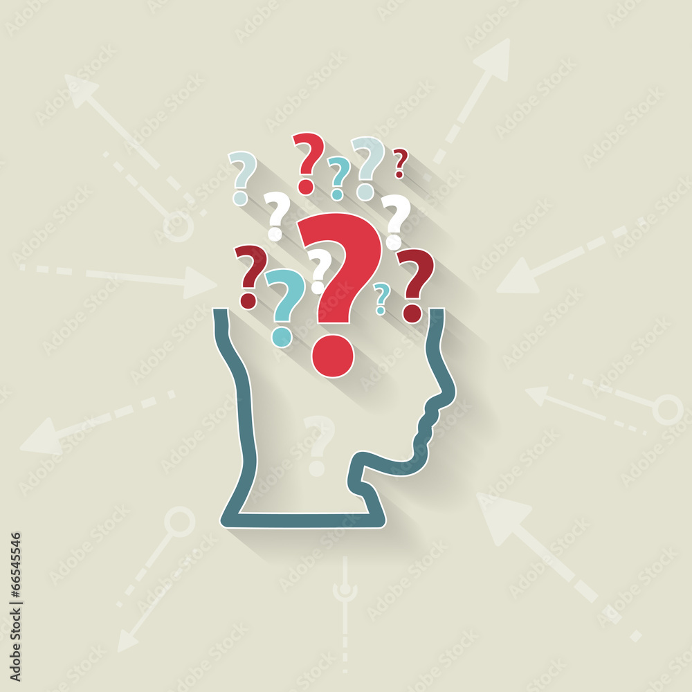 Human Doubt, question mark in the head. Flat design Stock Vector ...