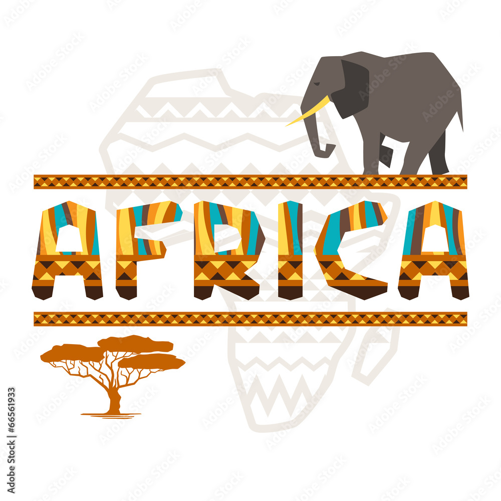 African ethnic background with geometric ornament and symbols. Stock ...