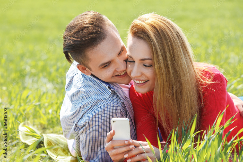 Couples with mobile phone Stock Photo | Adobe Stock