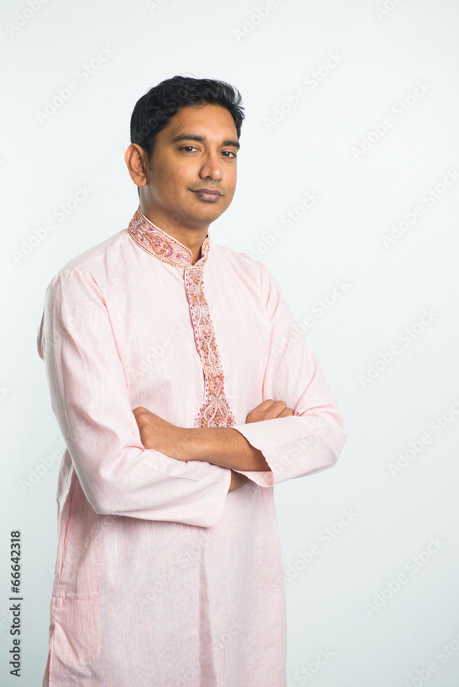 traditional indian male portrait with plain background and copy Stock ...