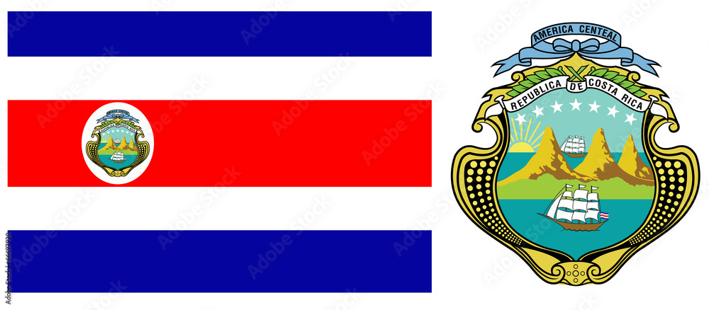 costa rica flag vector Stock Vector | Adobe Stock