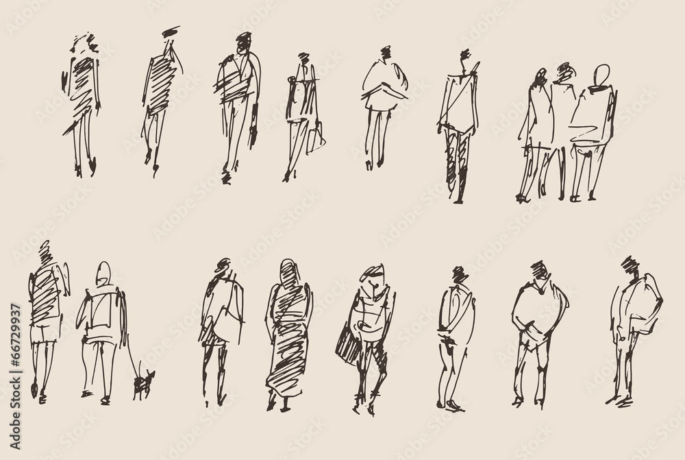 people sketch, vector Illustration, hand drawing Stock Vector | Adobe Stock