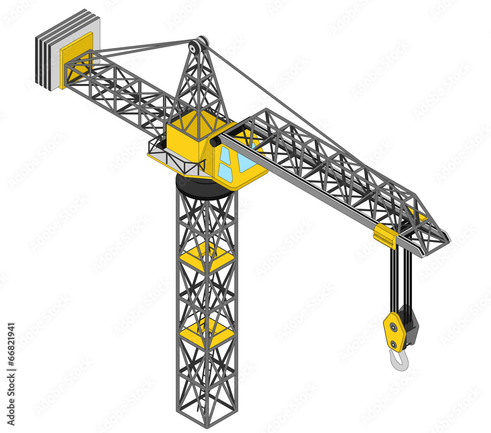 isolated crane structure isometric view drawing vector Stock Vector ...
