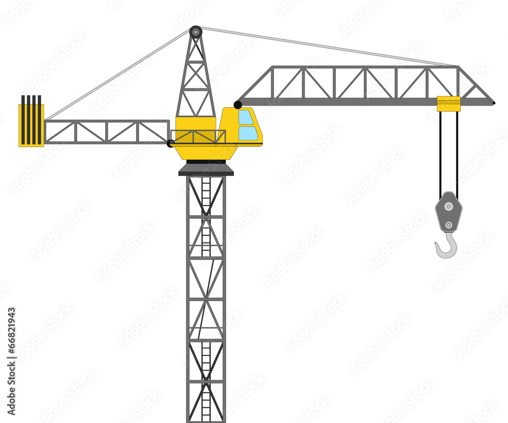 isolated builder crane side view drawing vector Stock Vector | Adobe Stock