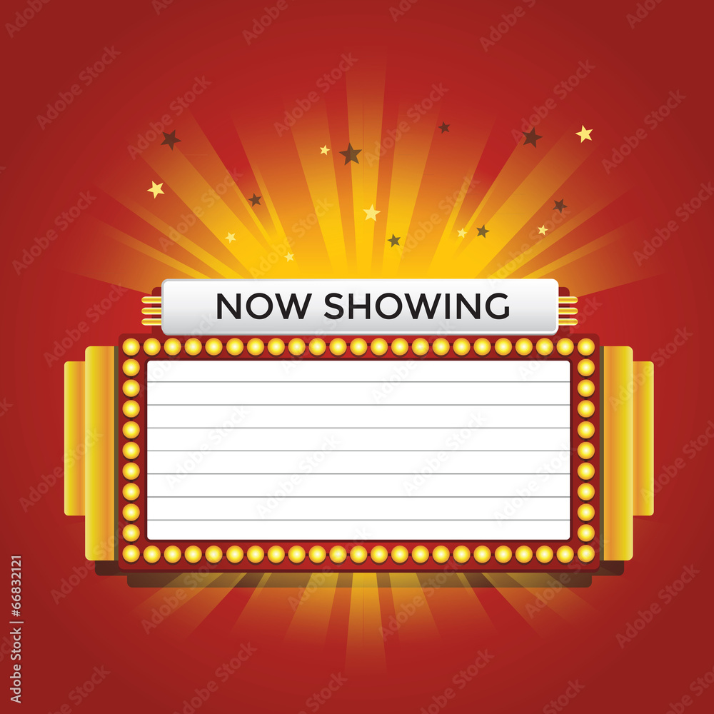 Now showing retro cinema neon sign vector Stock Vector | Adobe Stock
