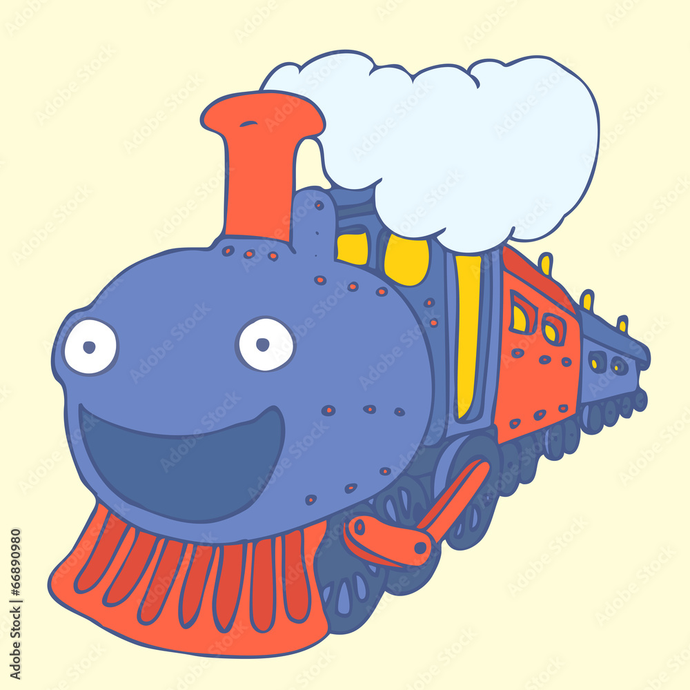 cartoon train vector illustration, hand drawn Stock Vector | Adobe Stock