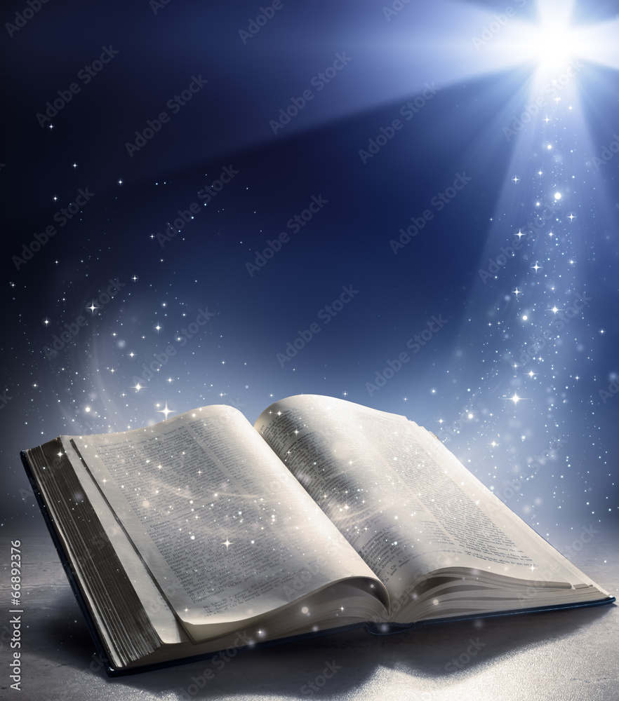 Open Bible with the wind of God's word Stock Photo | Adobe Stock