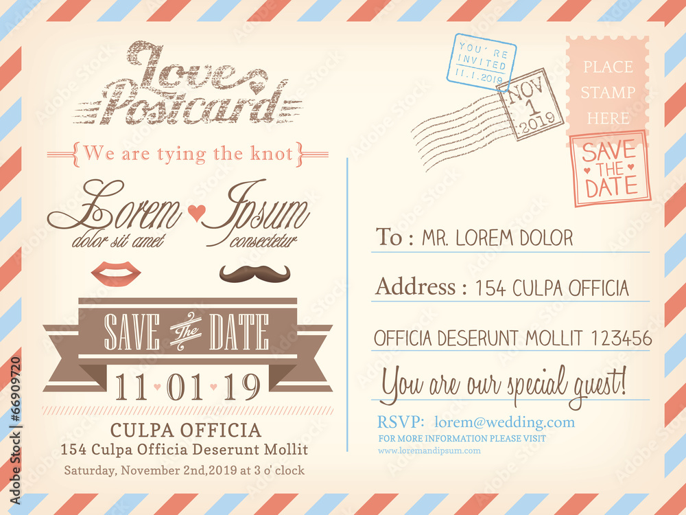 Vintage Airmail Postcard Template