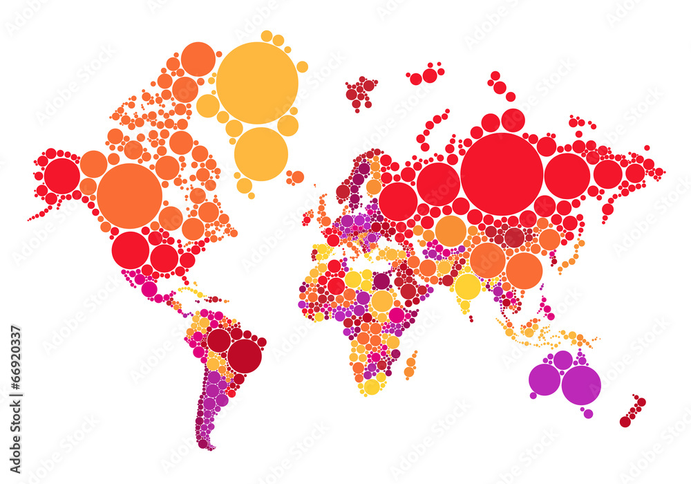 abstract dot world map with countries, vector Stock Vector | Adobe Stock