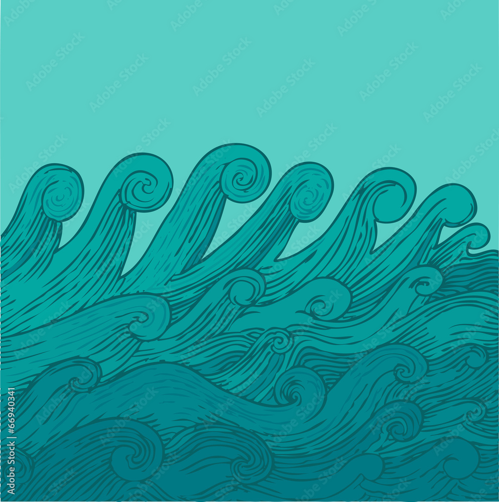 Vector Illustration of waves, hand drawing Stock Vector | Adobe Stock