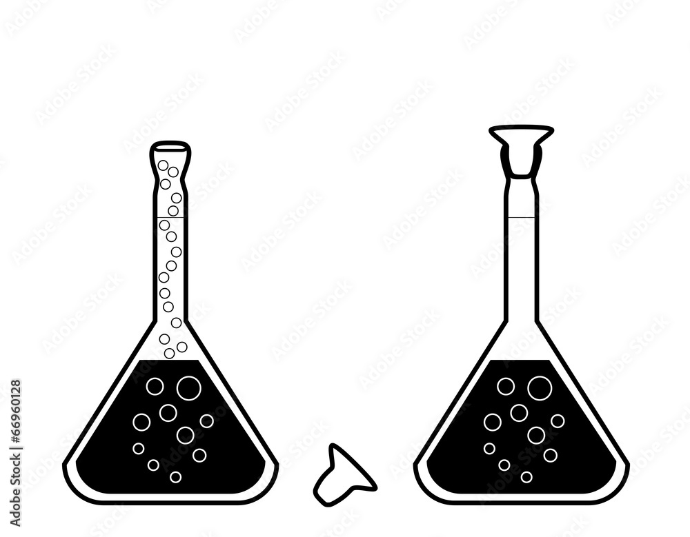 Chemical volumetric flask with solution Stock Vector | Adobe Stock