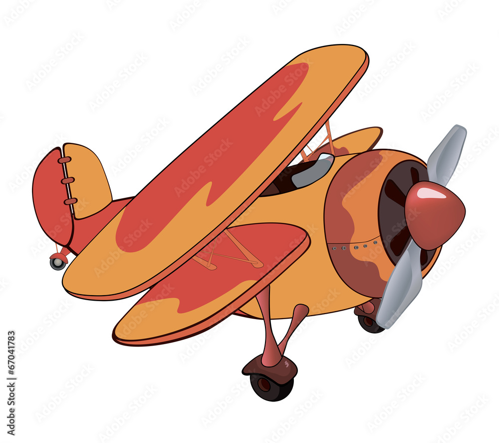 The old red biplane cartoon Stock Vector | Adobe Stock