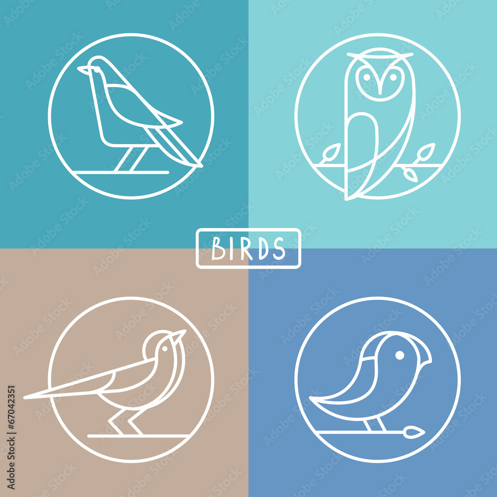 Vector bird icons in outline style Stock Vector | Adobe Stock