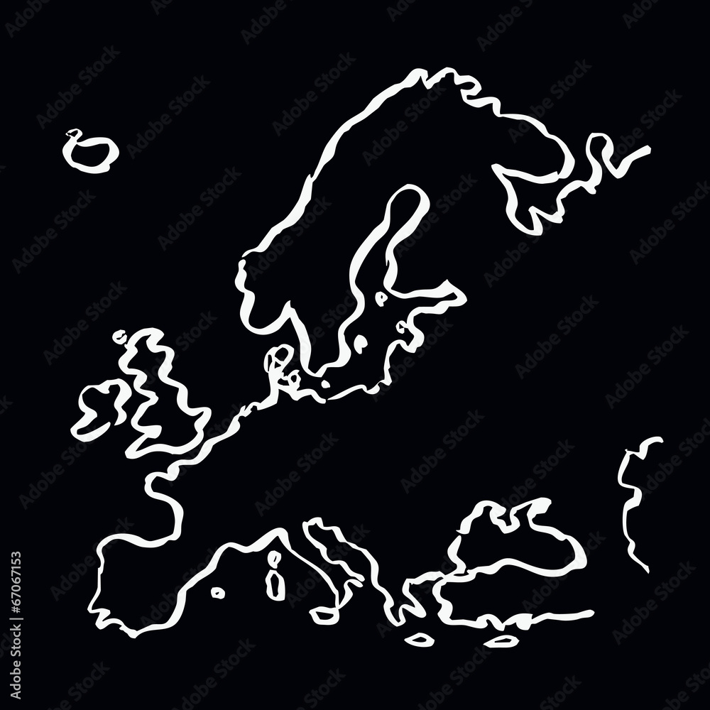 vector black and white background map of europe Stock Vector | Adobe Stock