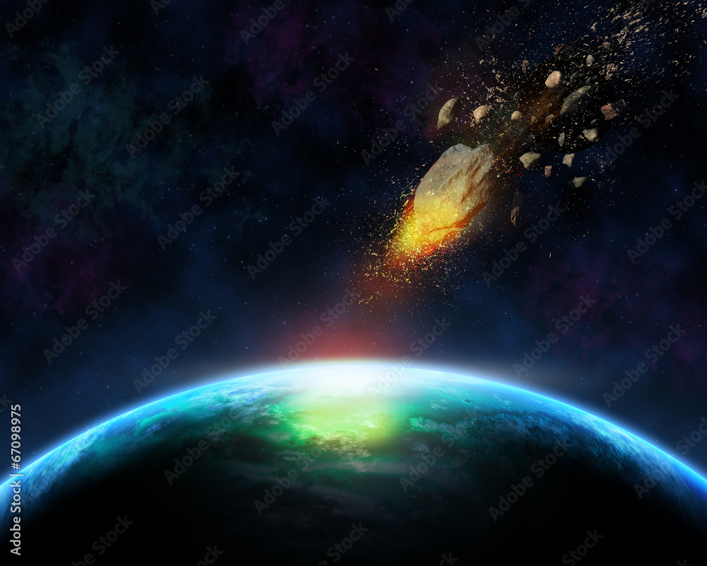 3D space background with meteorite Stock Illustration | Adobe Stock