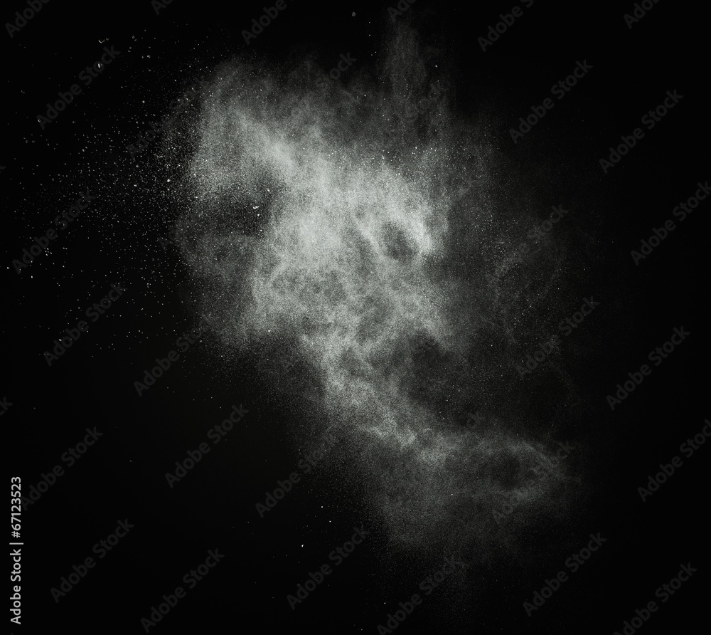 White powder exploding isolated on black Stock Photo | Adobe Stock