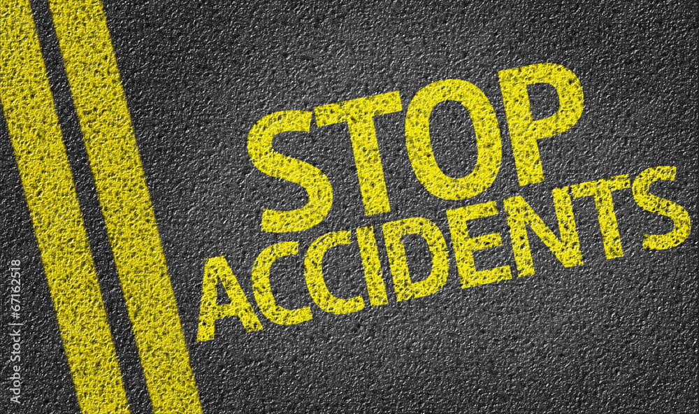 Stop Accidents written on the road Stock Illustration | Adobe Stock