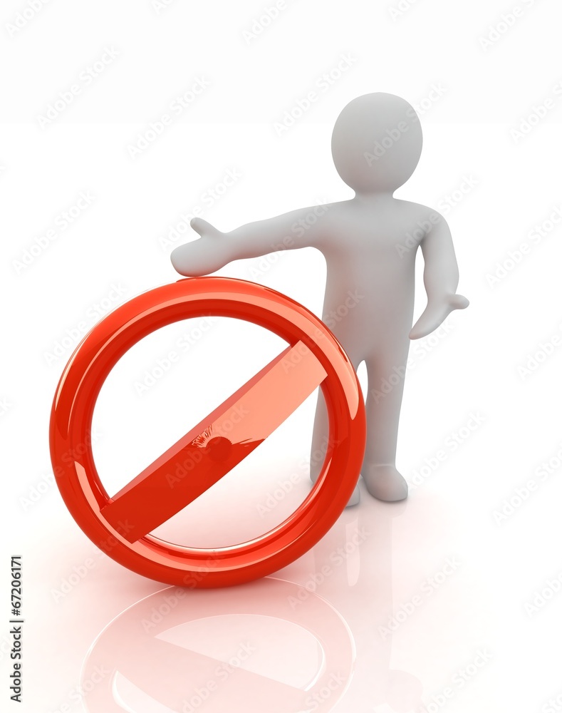 3d man with prohibition sign Stock Illustration | Adobe Stock