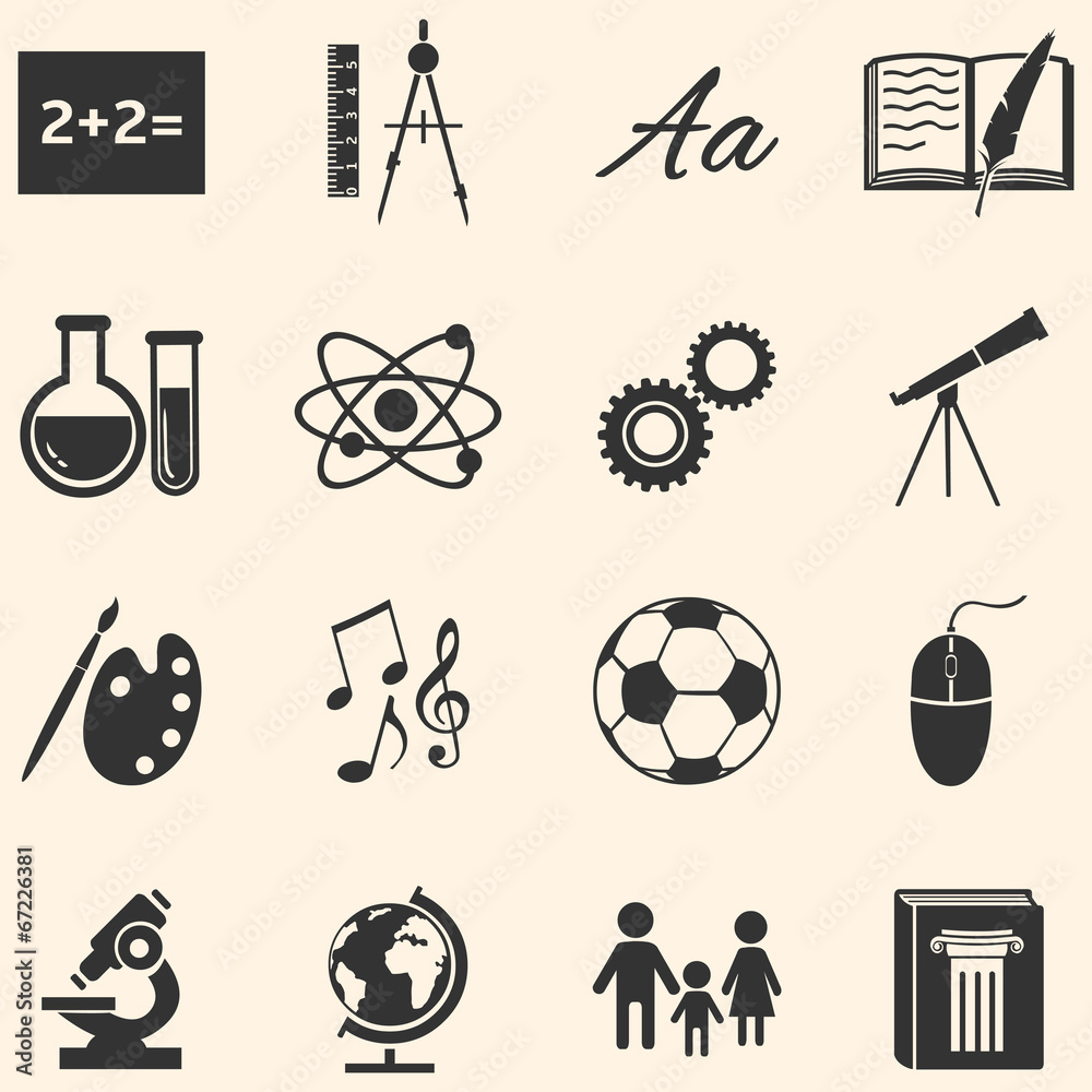 Vector Set of School Subjects Icons. Stock Vector | Adobe Stock