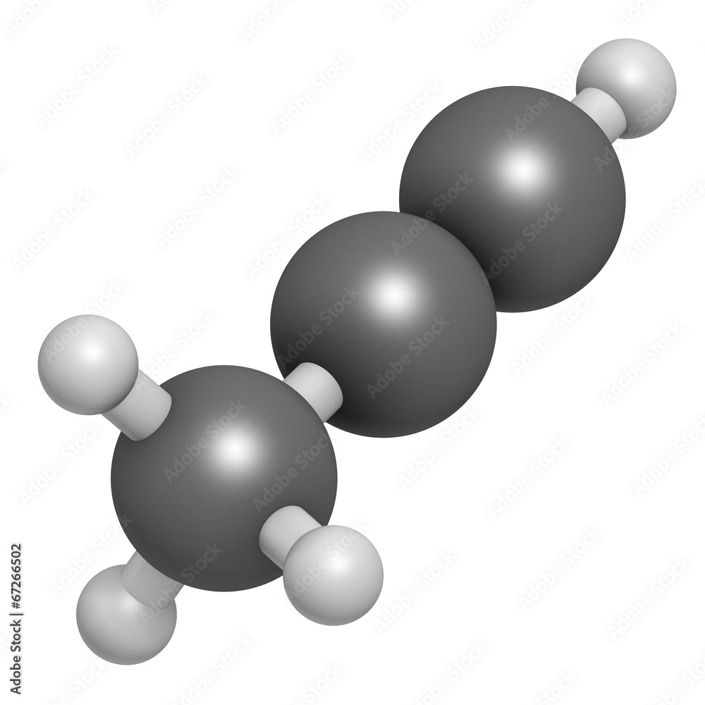Methylacetylene (propyne) molecule. Used in welding gas. Stock ...