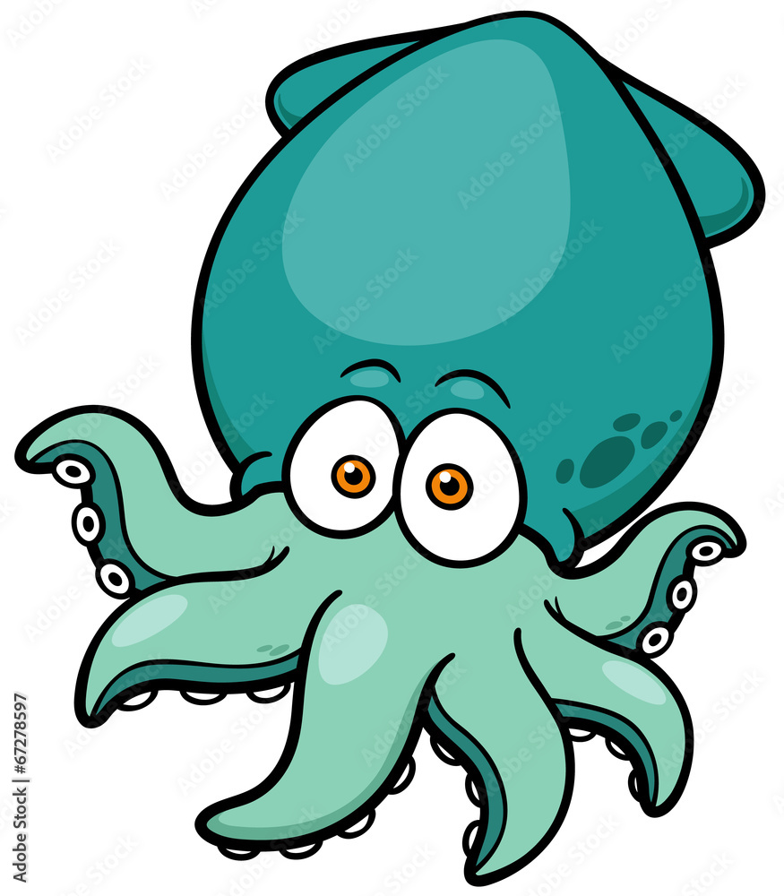 Vector illustration of Cartoon octopus Stock Vector | Adobe Stock