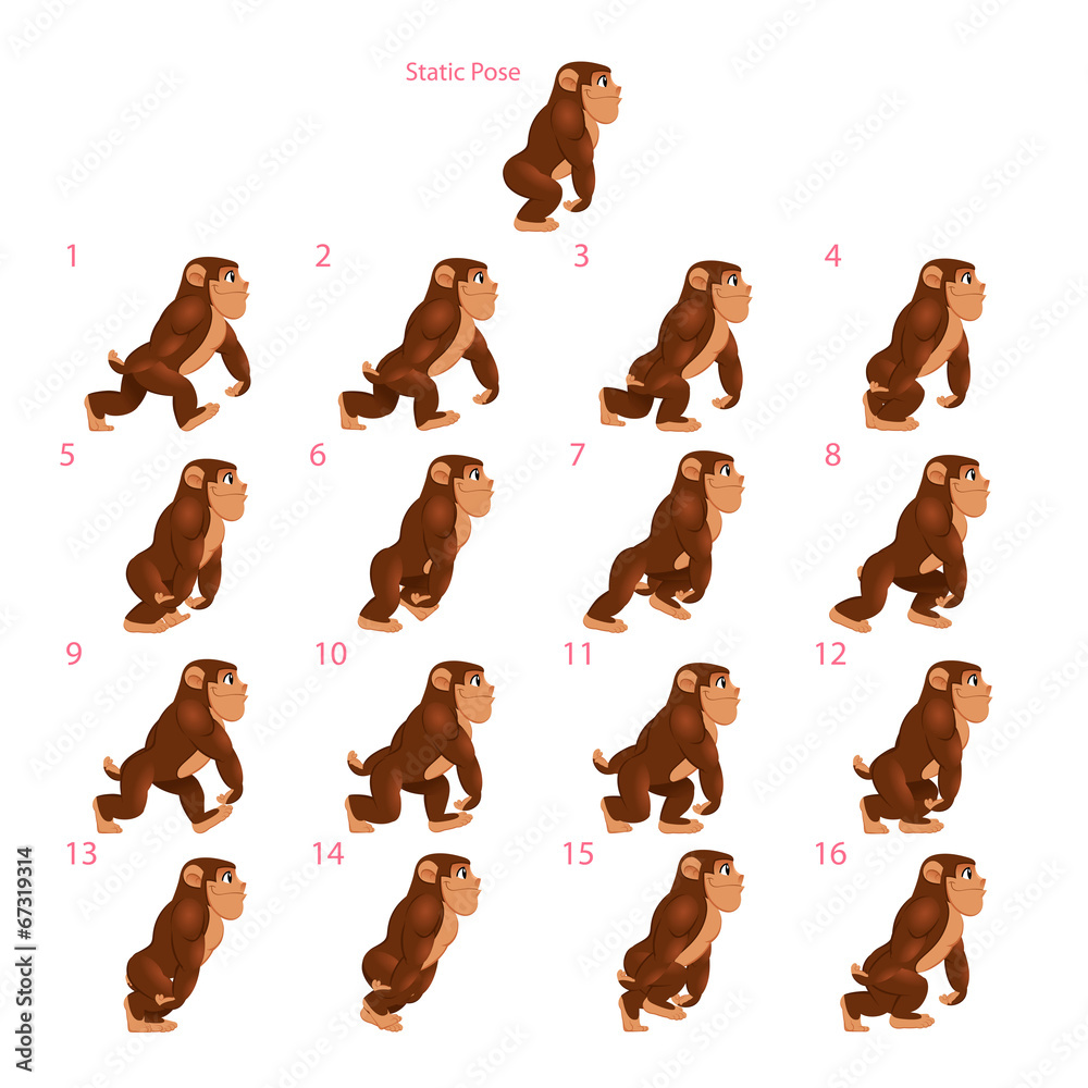Animation of gorilla walking. Stock Vector | Adobe Stock