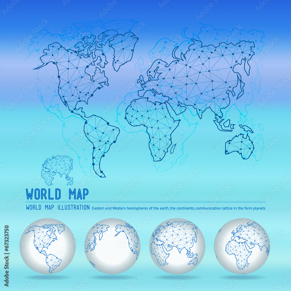 World Map Illustration.Western and Eastern hemisphere Stock Vector ...